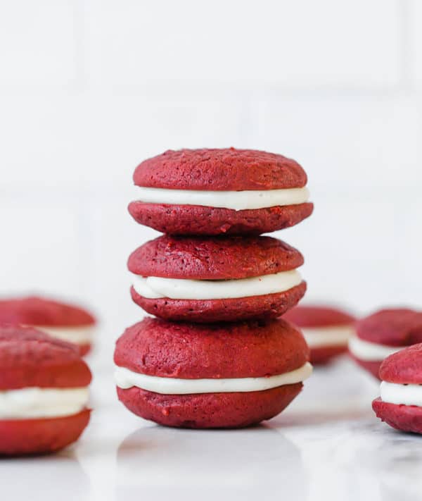 Red Velvet Whoopie Pies with Cream Cheese Filling - Brown Eyed Baker