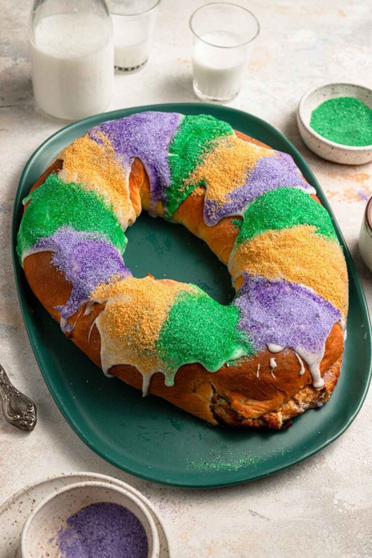 Traditional Mardi Gras King Cake Recipe - Brown Eyed Baker