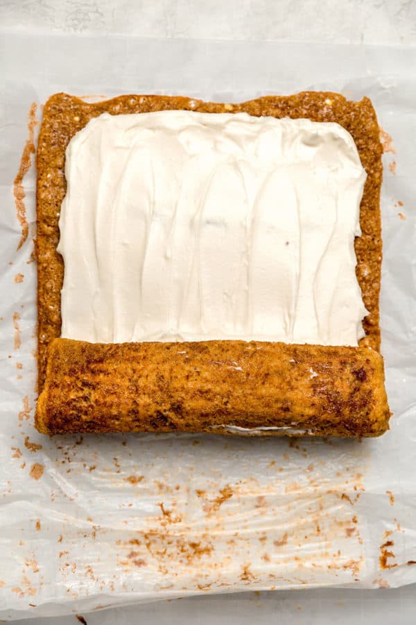 Classic Pumpkin Roll with Cream Cheese Filling - Brown Eyed Baker