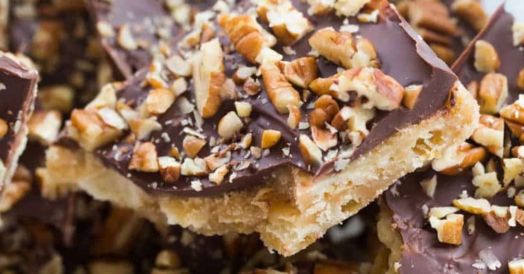 Saltine Toffee Candy with Pecans - Brown Eyed Baker