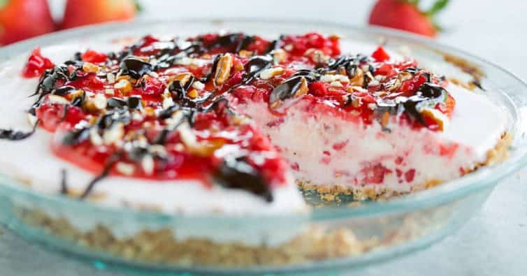 Pretzel Strawberry Ice Cream Pie - Brown Eyed Baker