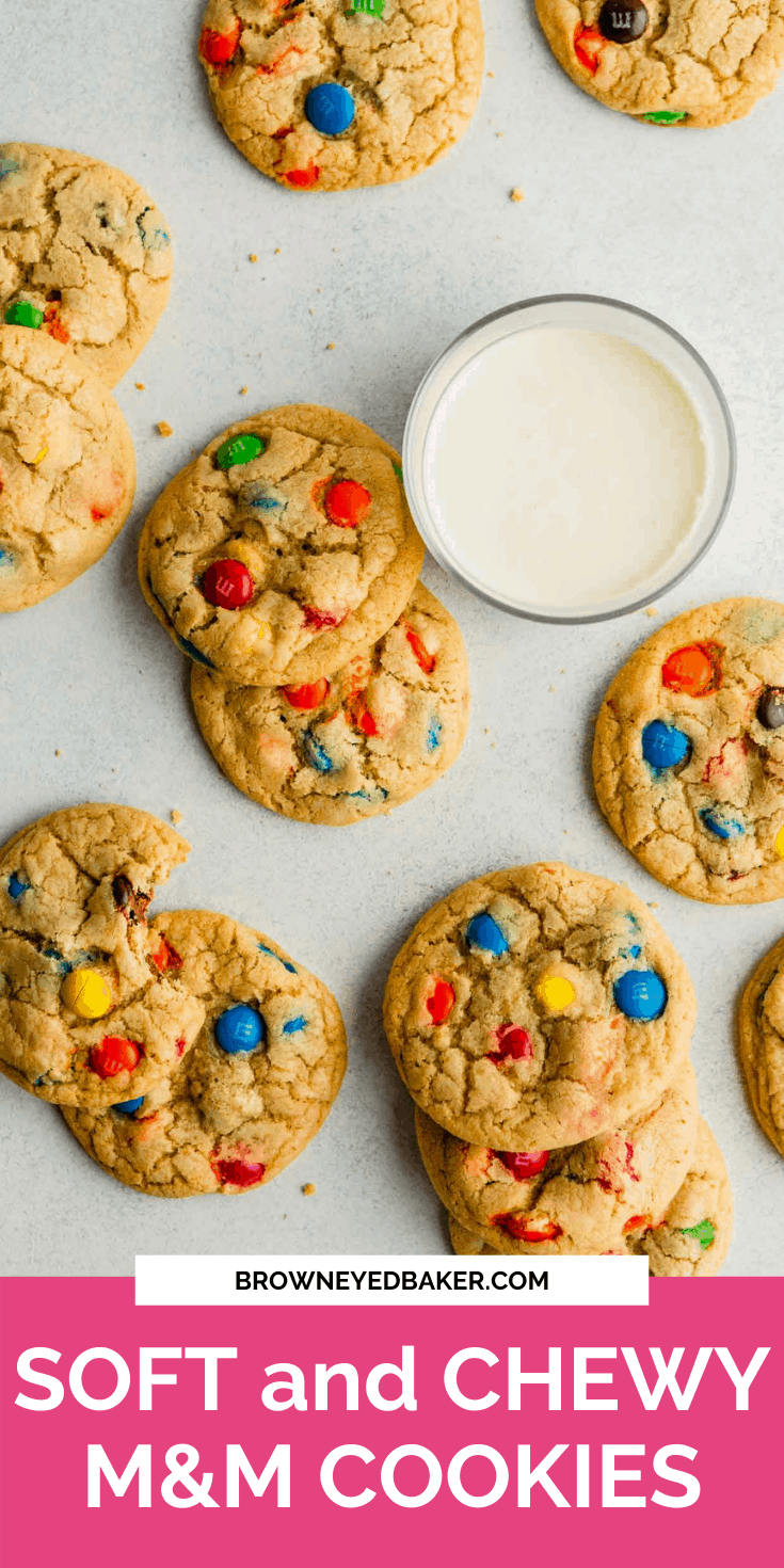 Super Soft and Chewy M&M Cookies - Brown Eyed Baker
